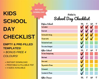 Kids School Day Checklist - Etsy