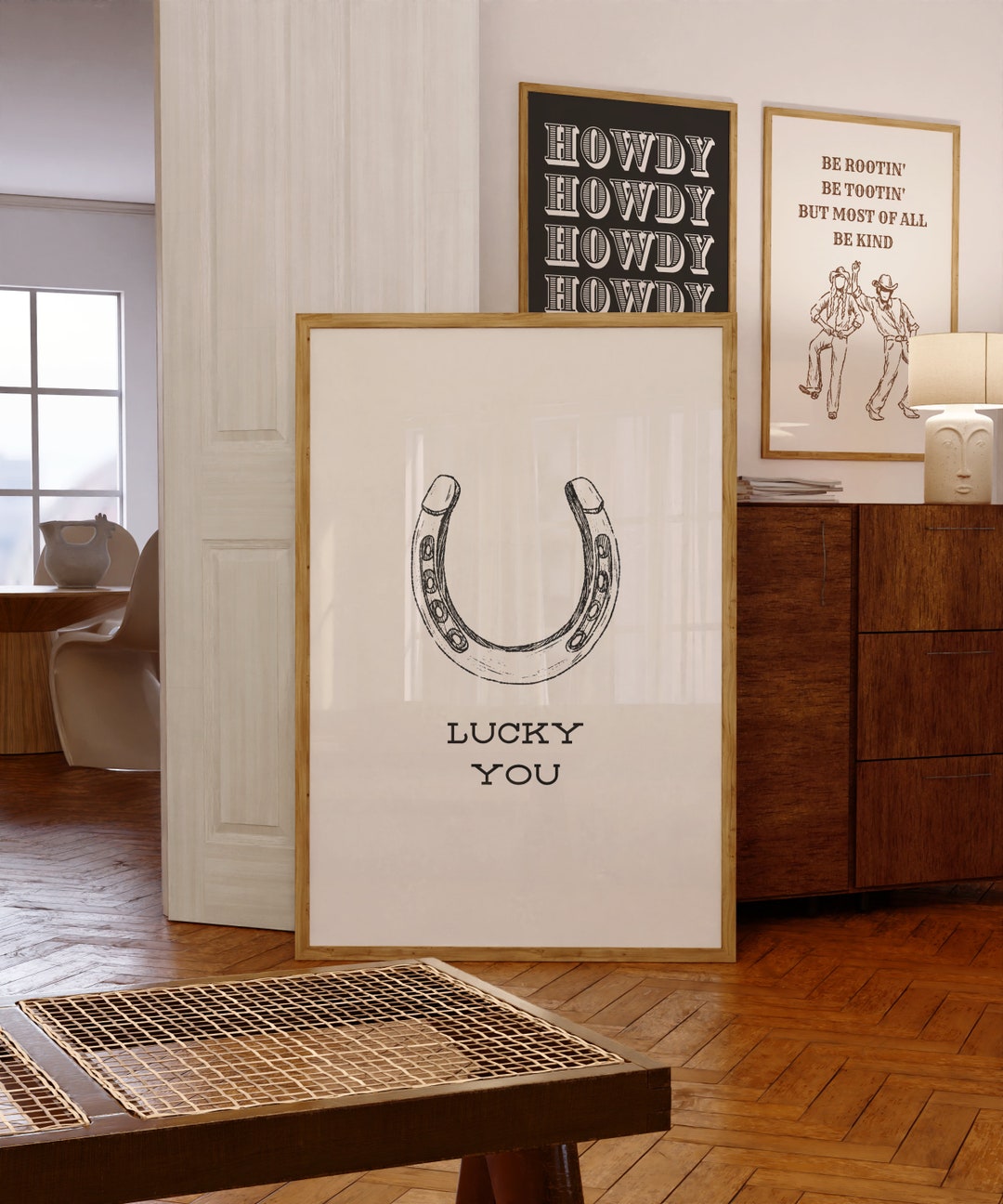 Lucky You Print, Horseshoe Poster, Cowboy Cowgirl Wall Art, Retro South ...