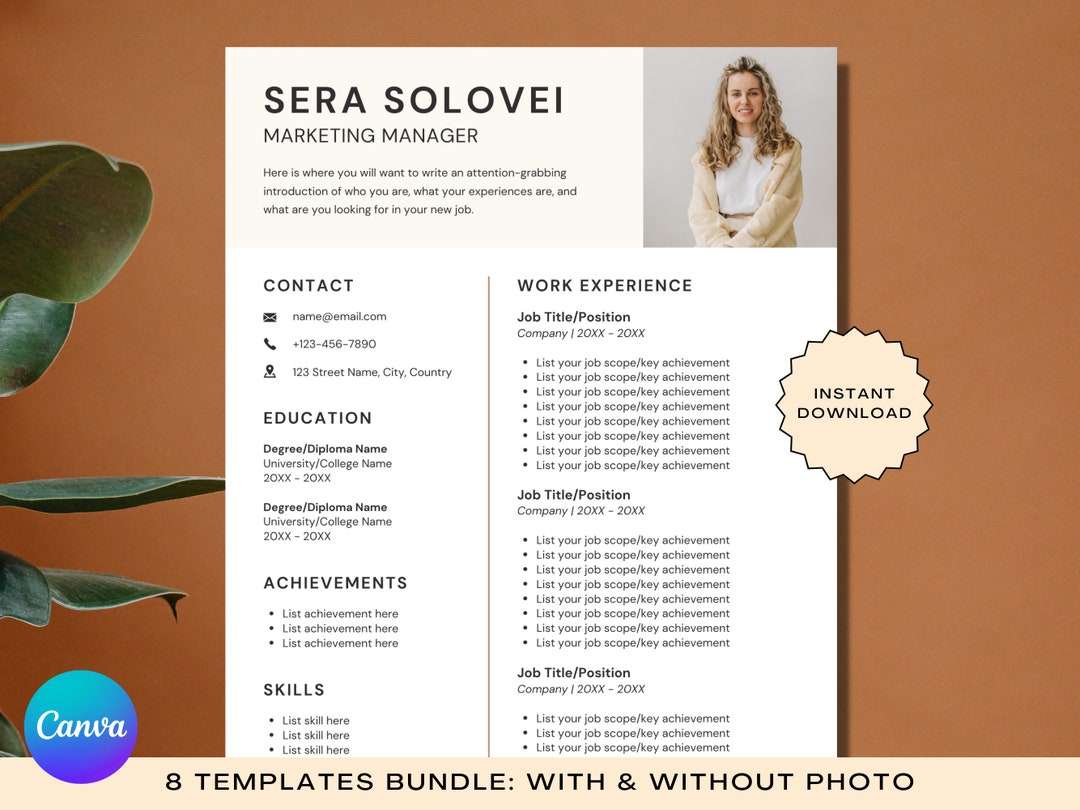 EDITABLE Canva CV Templates Bundle Professional Executive - Etsy