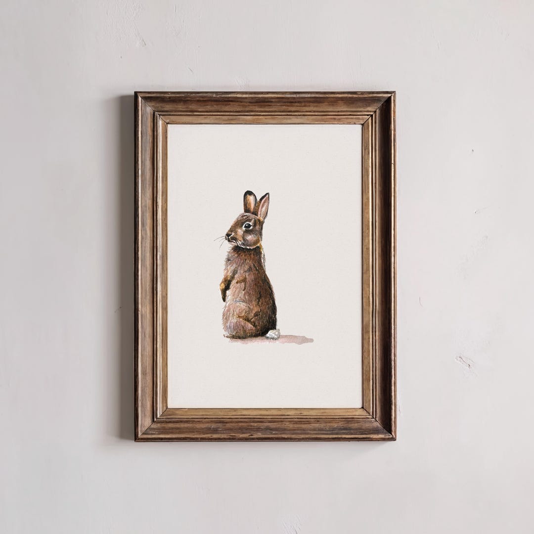 Vintage Bunny Print, Cute Watercolor Rabbit, Nursery Decor Girl ...