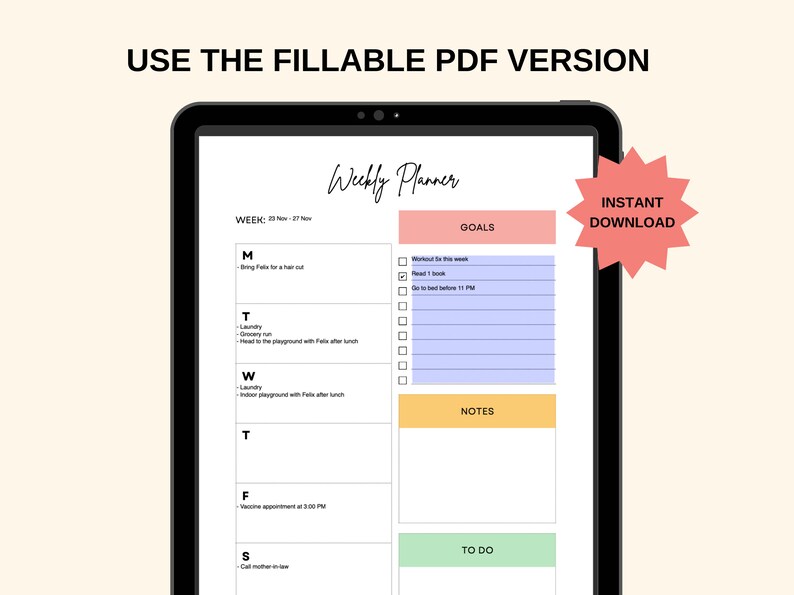 EDITABLE Rainbow Goal Planner Bundle 2022/2023 Goals Tracker - Etsy