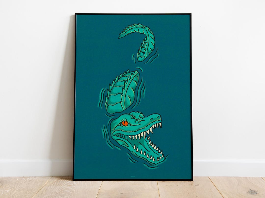 Fierce Alligator Art Print, Bold Jungle Graphic, Modern Interior - Etsy