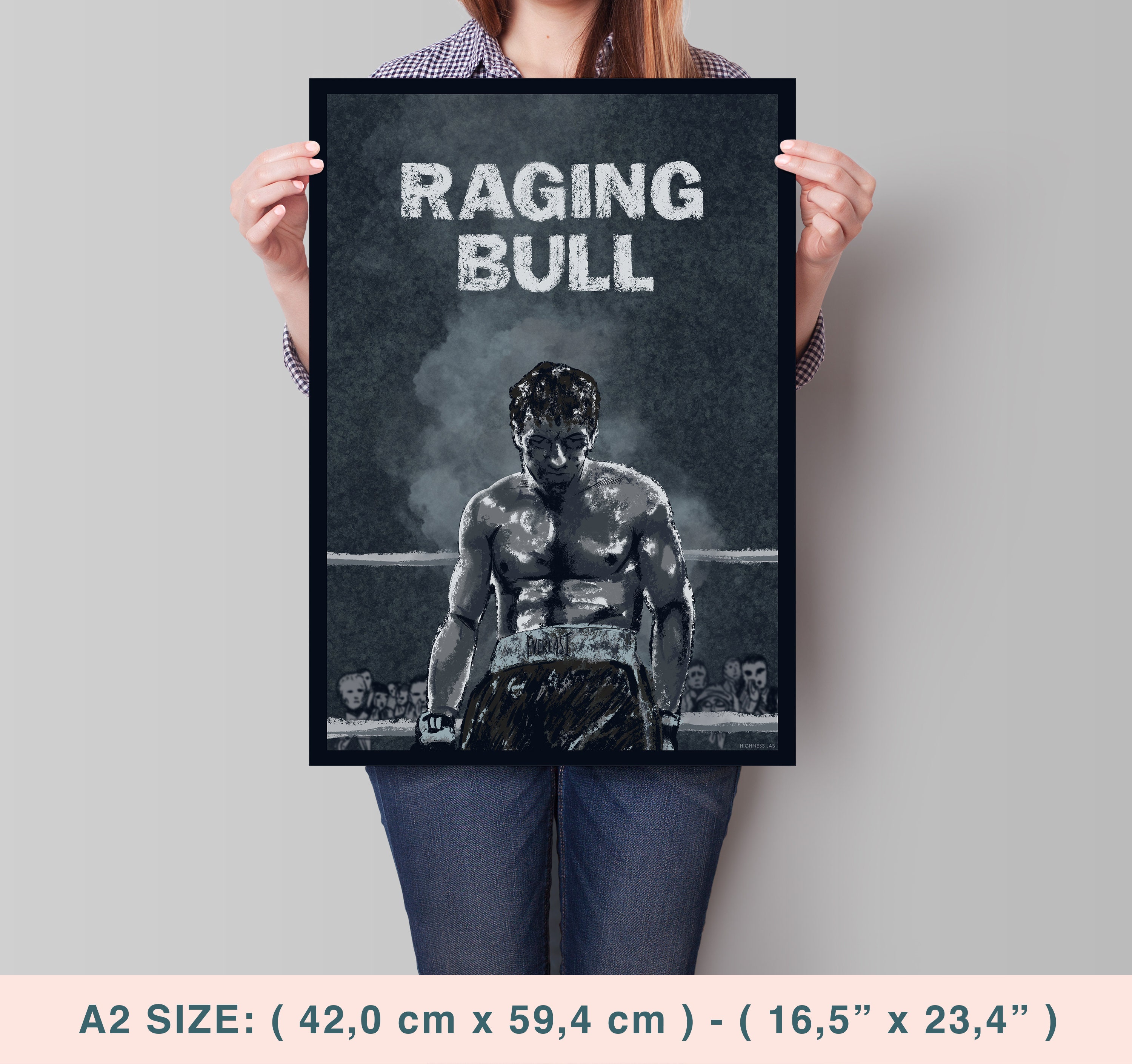 Raging Bull Movie Poster, Robert De Niro, Martin Scorsese, Hand-drawn ...