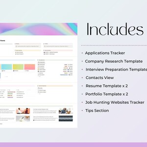 Job Applications Tracker Notion Template Digital Resume Digital ...