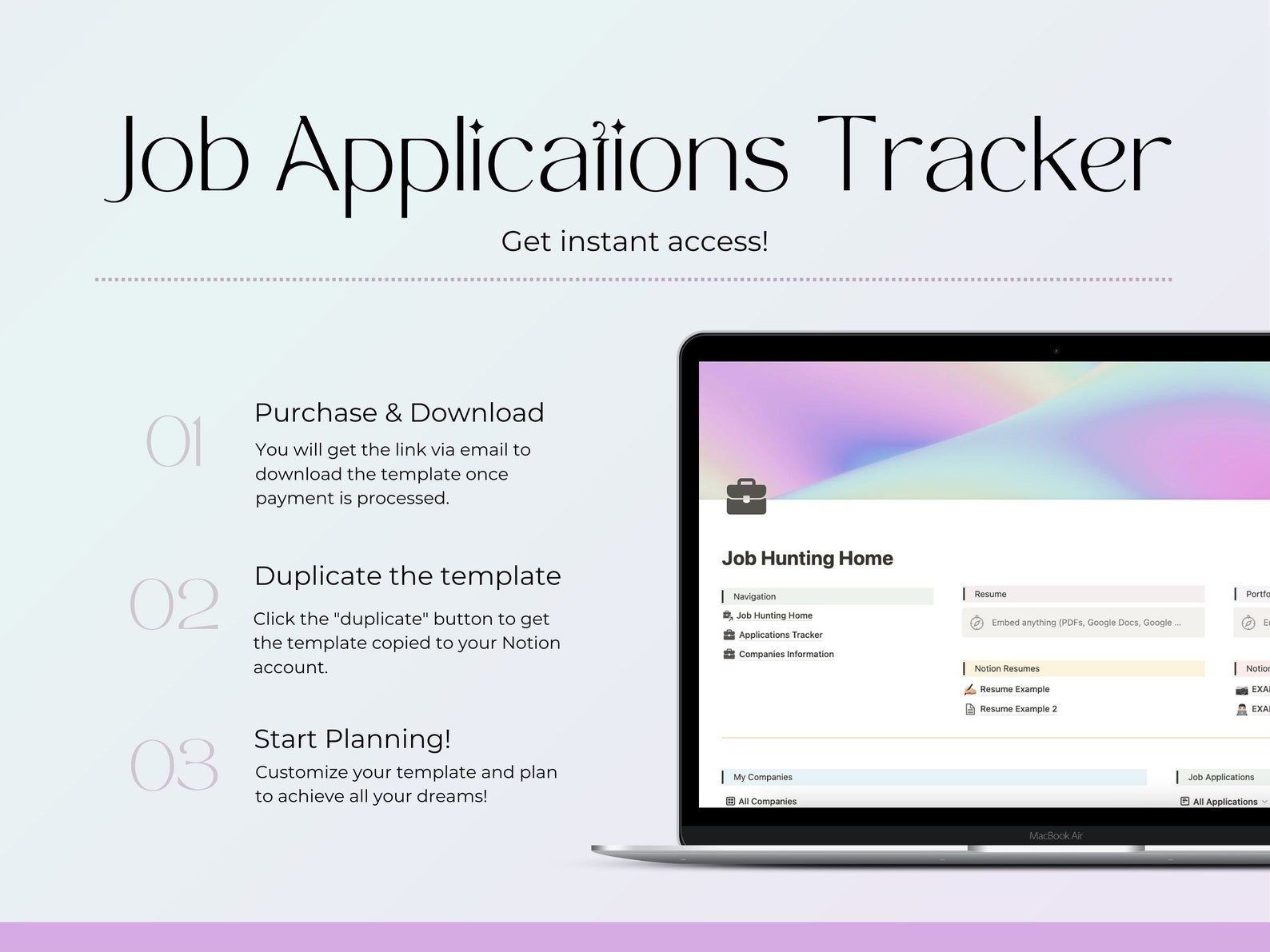 Job Applications Tracker Notion Template Digital Resume Digital ...