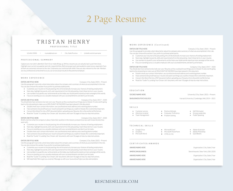 ATS Resume Template, ATS CV Template, Resume Template Word and Apple ...
