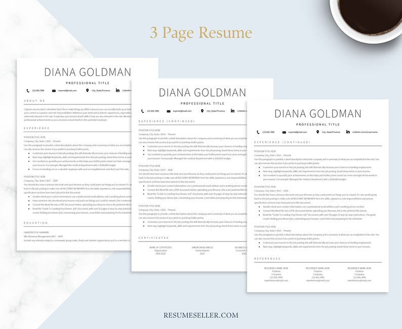 Professional Resume Template, Clean Resume, CV Template, Cover Letter ...