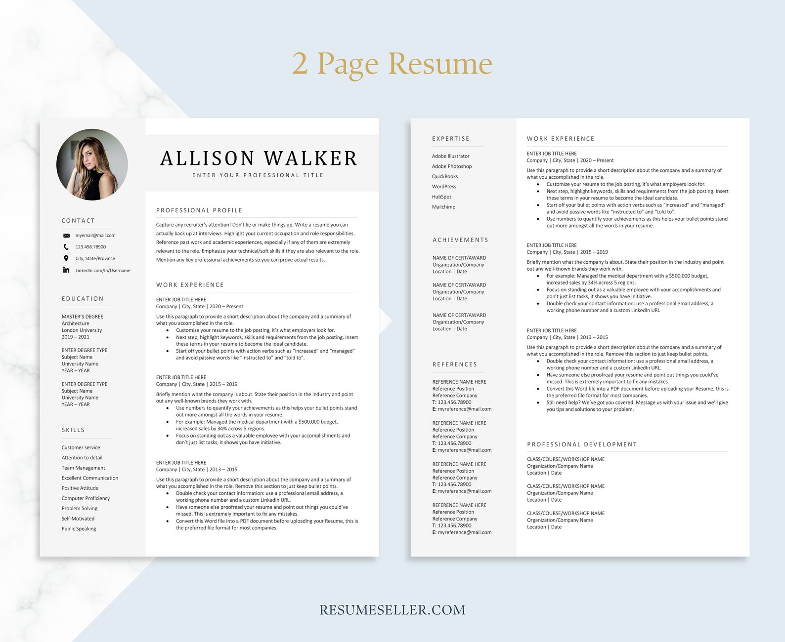 Creative Resume Template With Photo, Resume With Photo, CV With Picture ...
