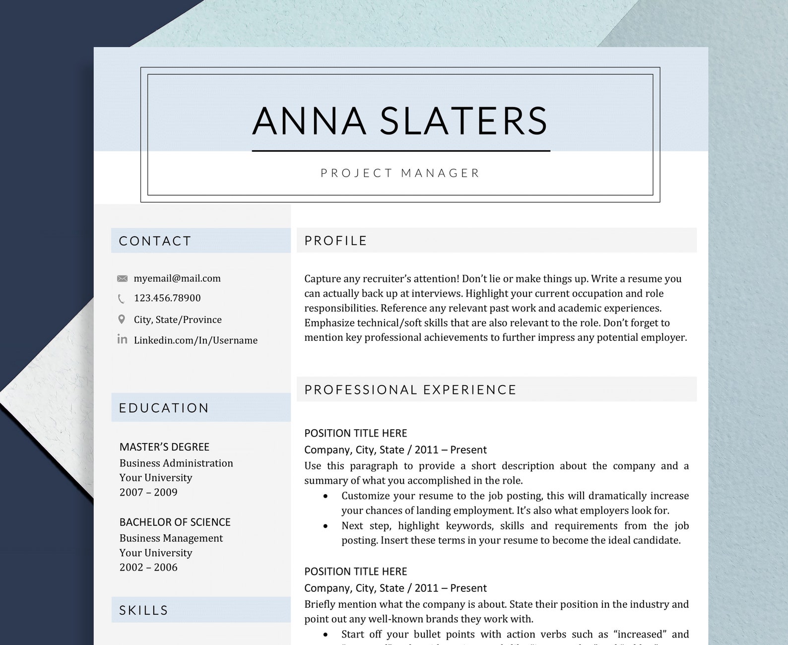 Clean Professional Resume Template Clean Modern Executive - Etsy