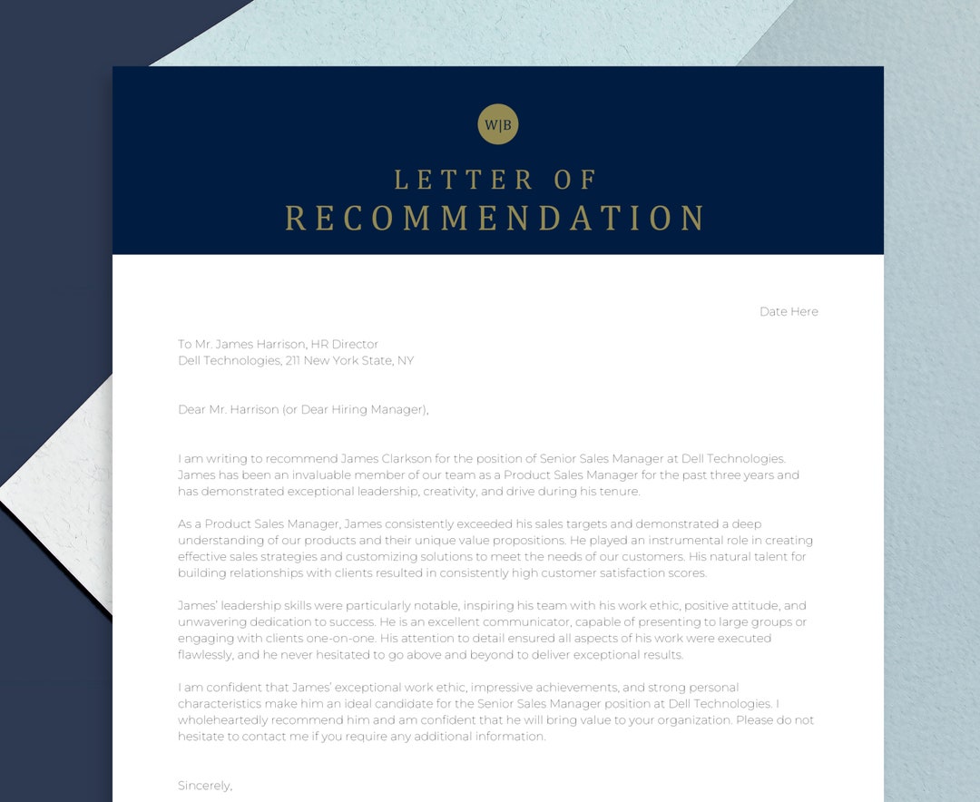 Professional Reference Letter Template, Letter of Recommendation ...