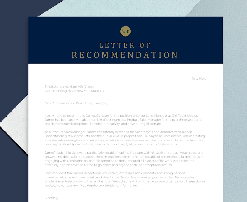 Professional Reference Letter Template, Letter of Recommendation ...
