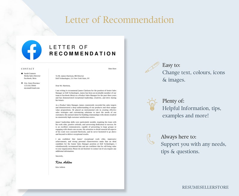 Recommendation Letter Template, Letter of Recommendation, Professional ...