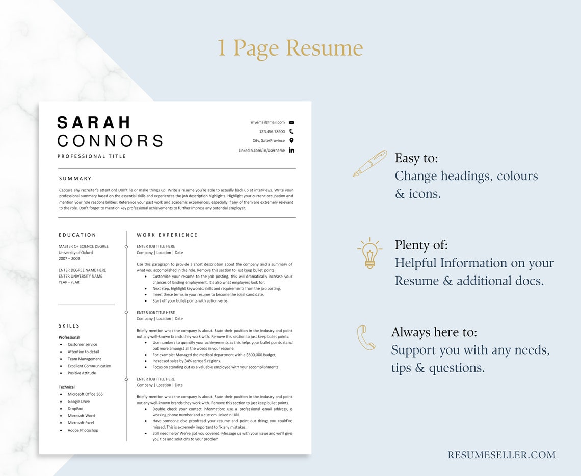 Modern Professional Resume Template, Modern CV, Professional CV, 1 & 2 ...