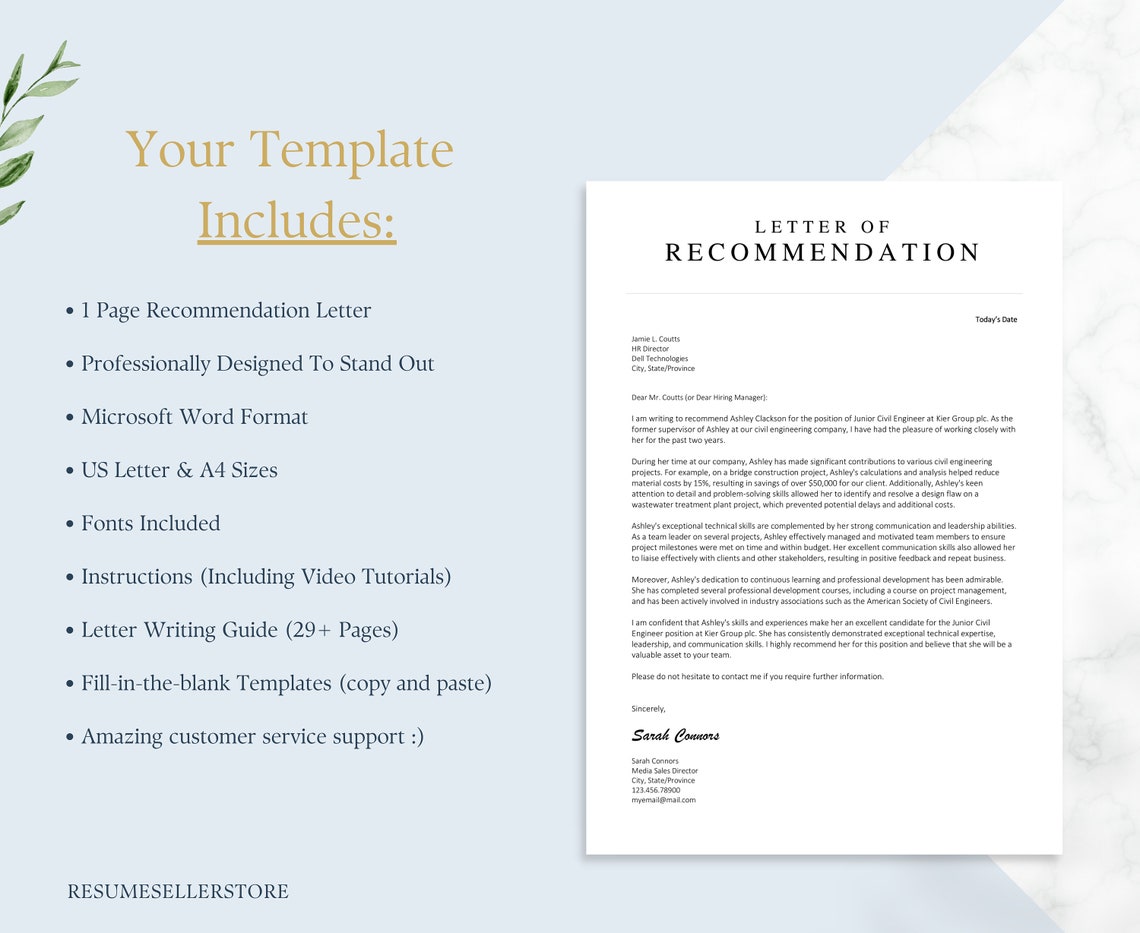 Smart Letter of Recommendation, Recommendation Letter Template ...