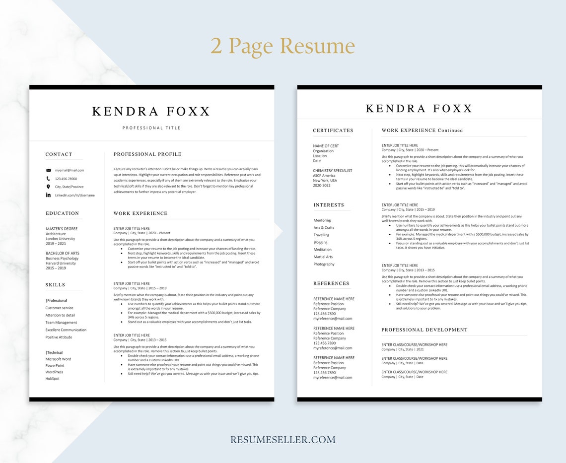 Professional Resume Template Design, Modern Executive CV 2022, Resume Template for Word, Job ...