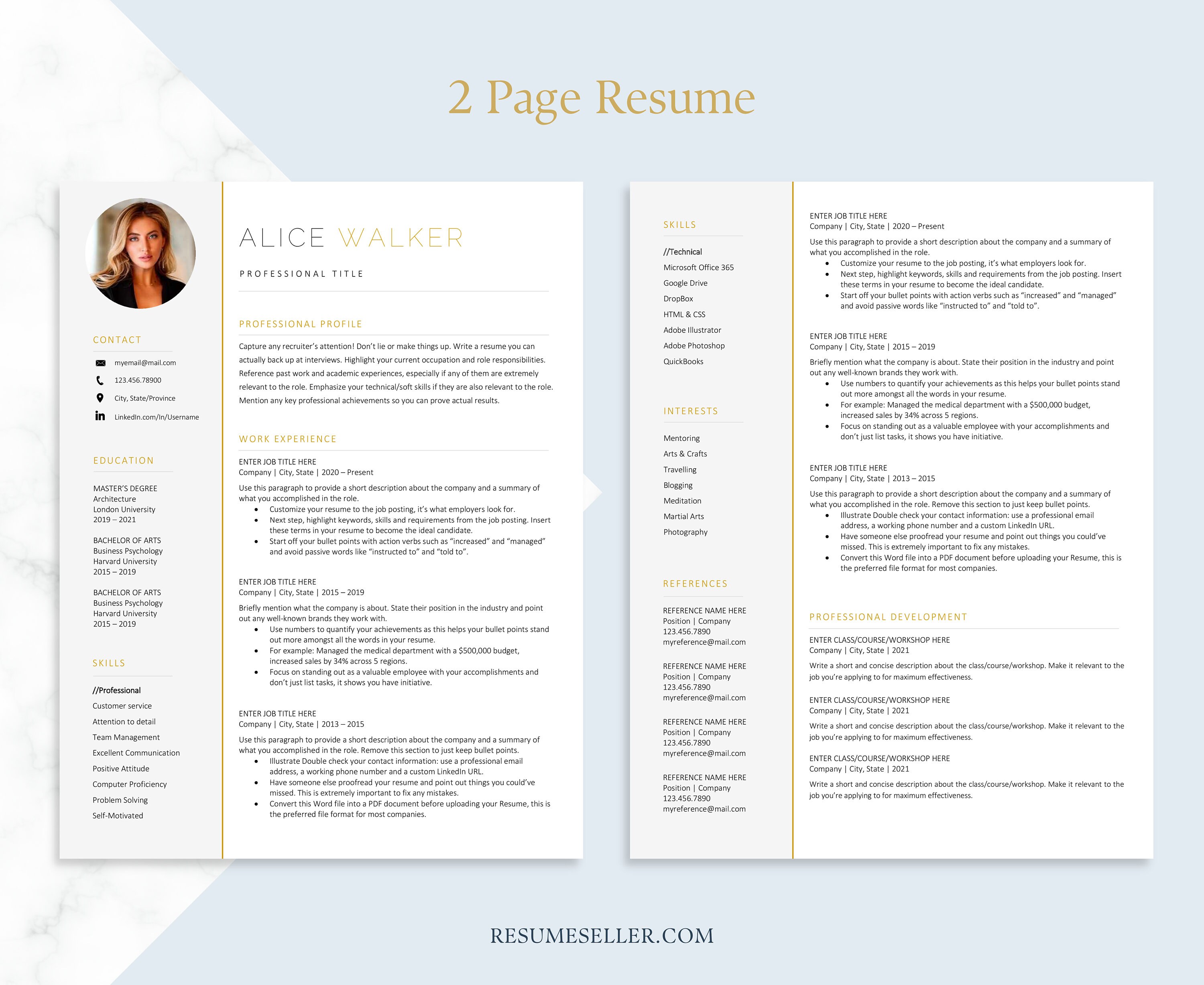 Resume Template Word With Photo, Executive CV With Photo, Resume With ...