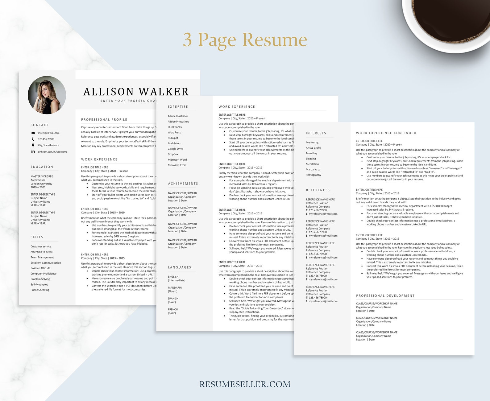 Creative Resume Template With Photo, Resume With Photo, CV With Picture ...