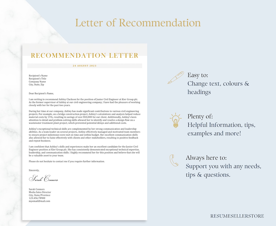 Letter of Recommendation, Personal Reference Letter Template ...