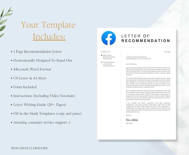 Recommendation Letter Template, Letter of Recommendation, Professional ...