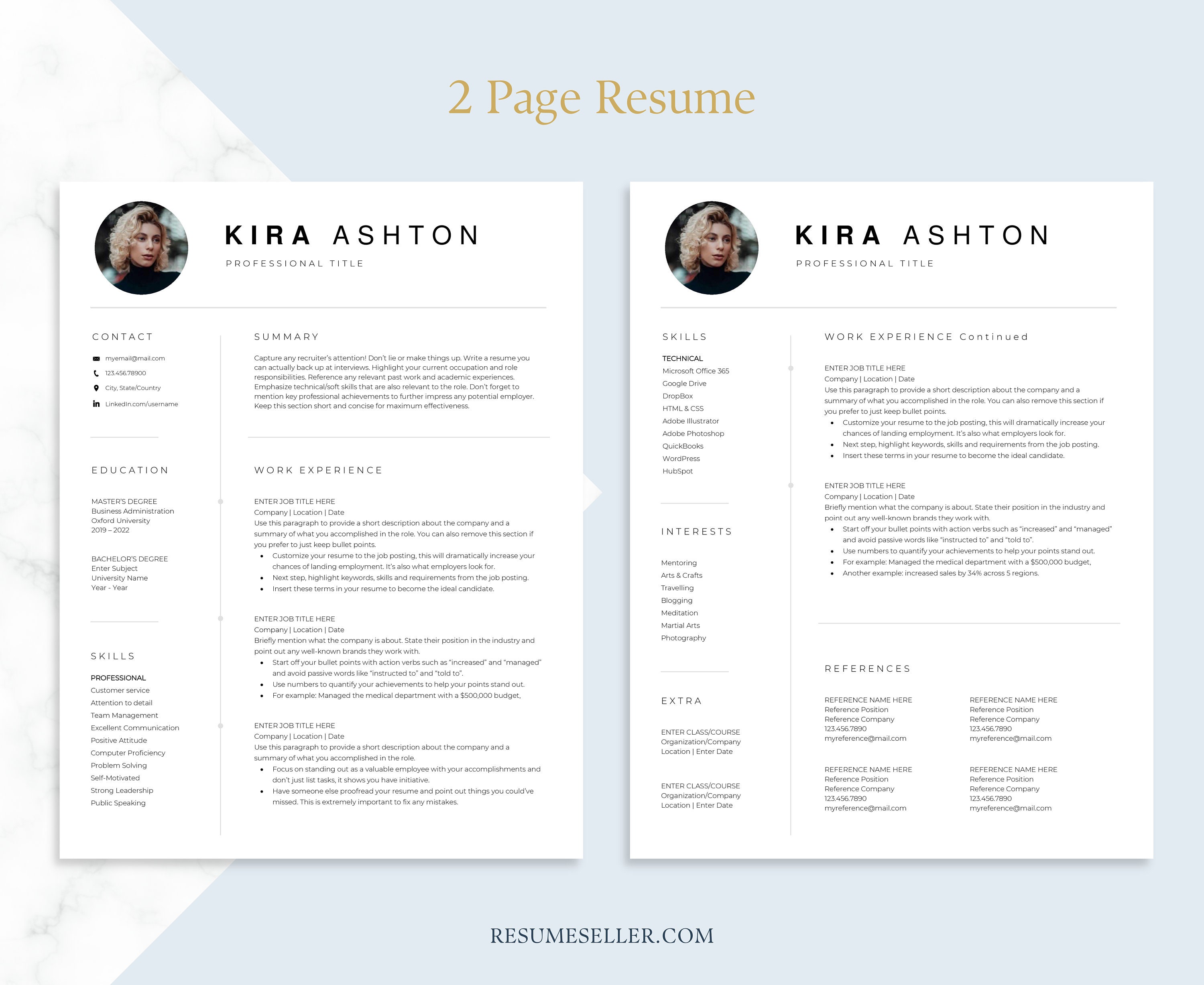 Minimalist Resume Template Word With Photo, Resume With Photo, CV With ...