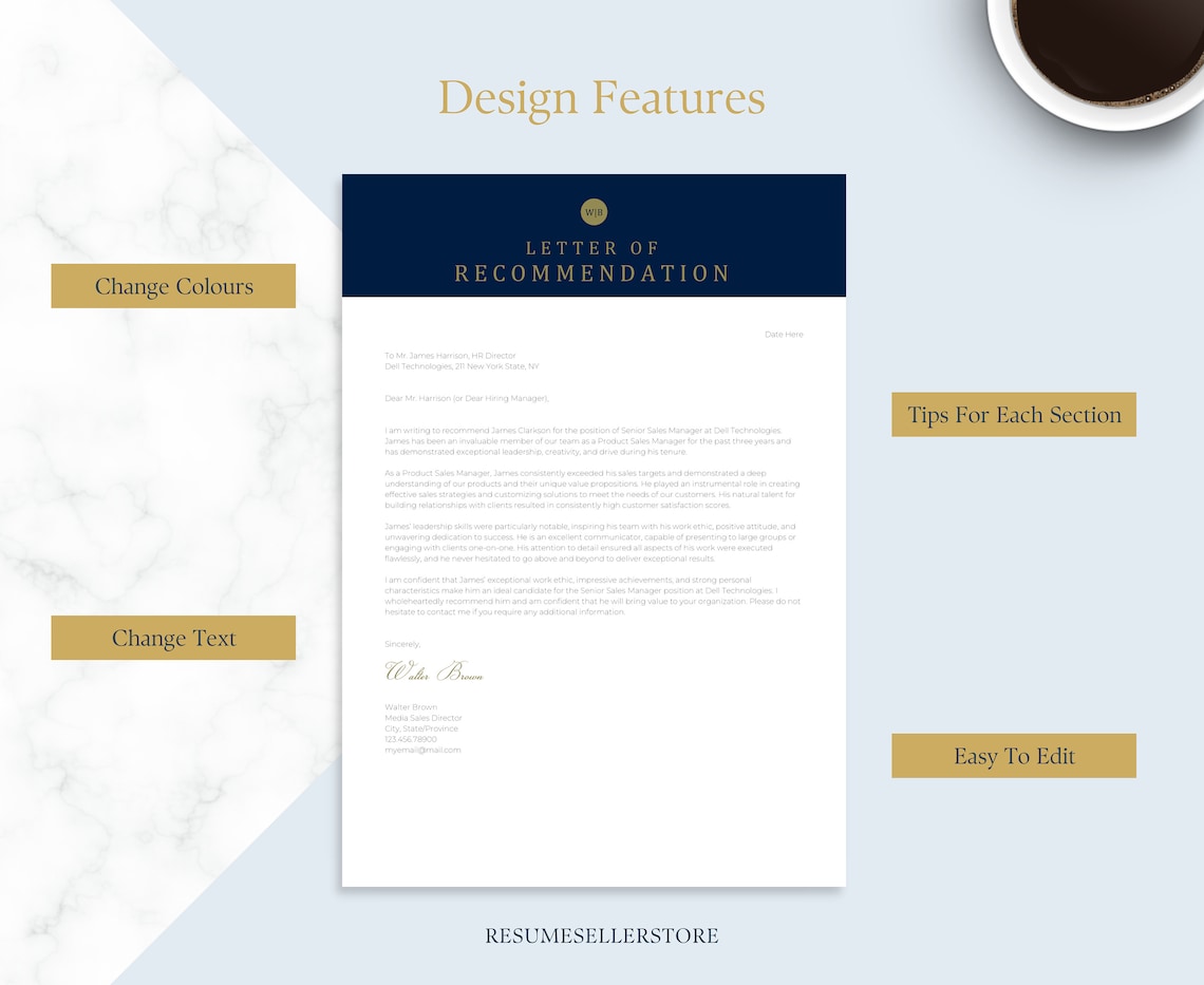 Professional Reference Letter Template, Letter of Recommendation ...