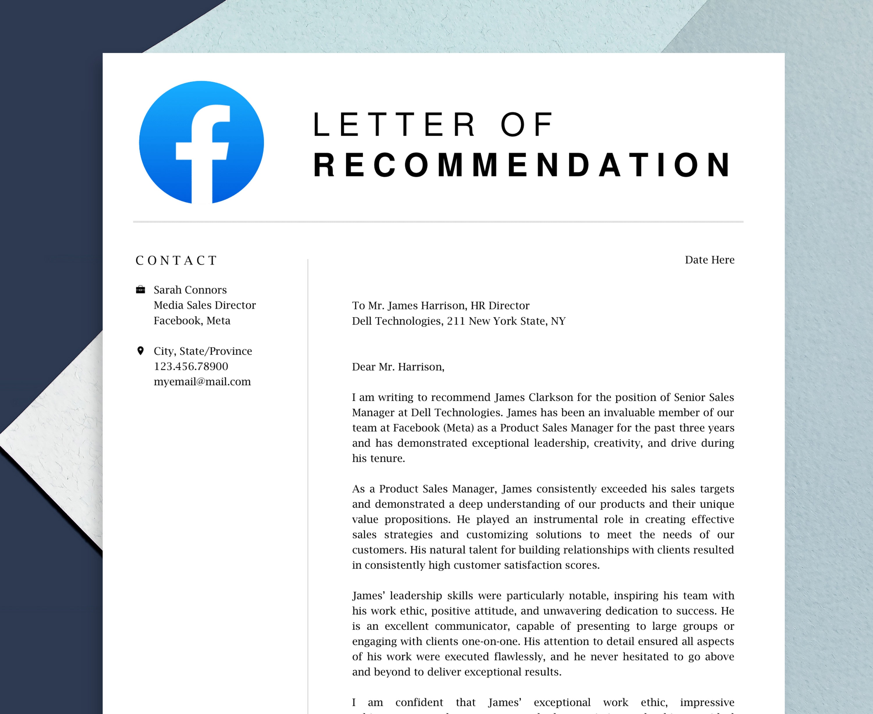 Recommendation Letter Template, Letter of Recommendation, Professional ...