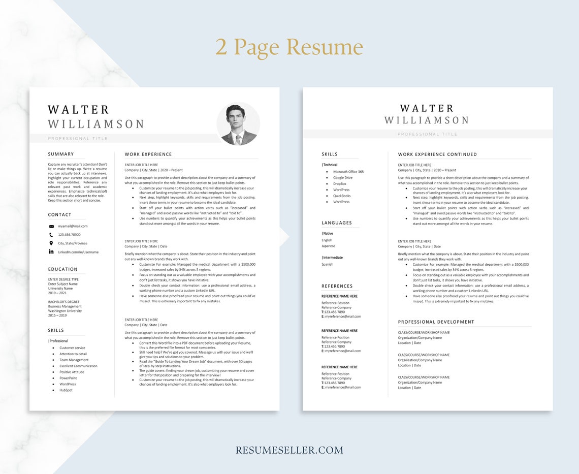 Resume Template With Photo, CV Template Photo, Resume With Picture ...