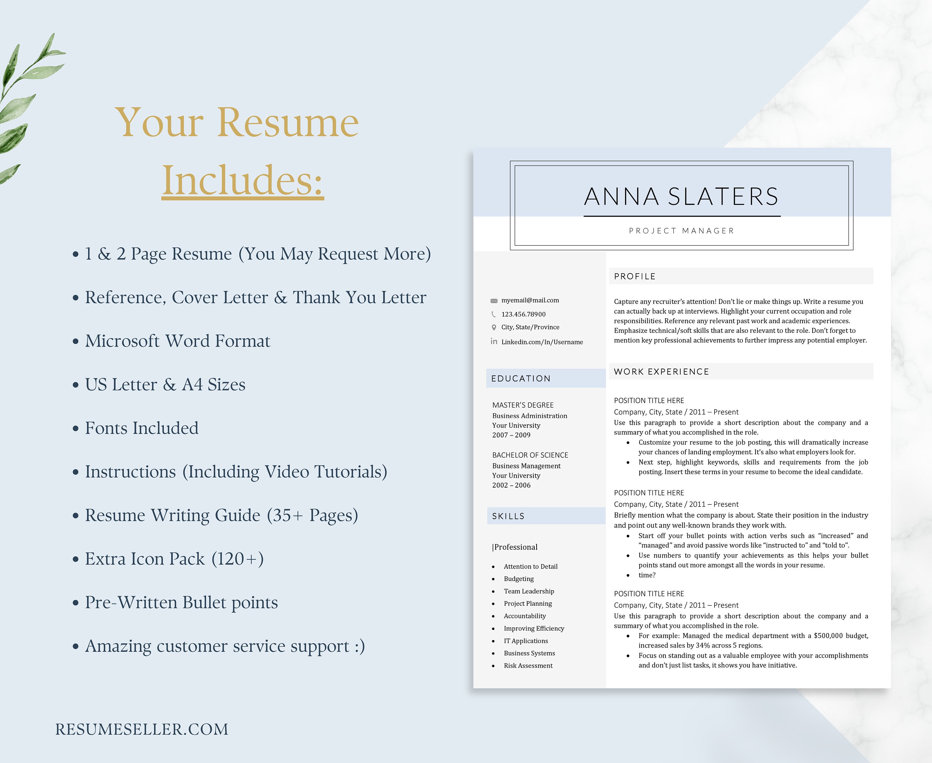 Clean Professional Resume Template, Clean Modern Executive Resume for ...
