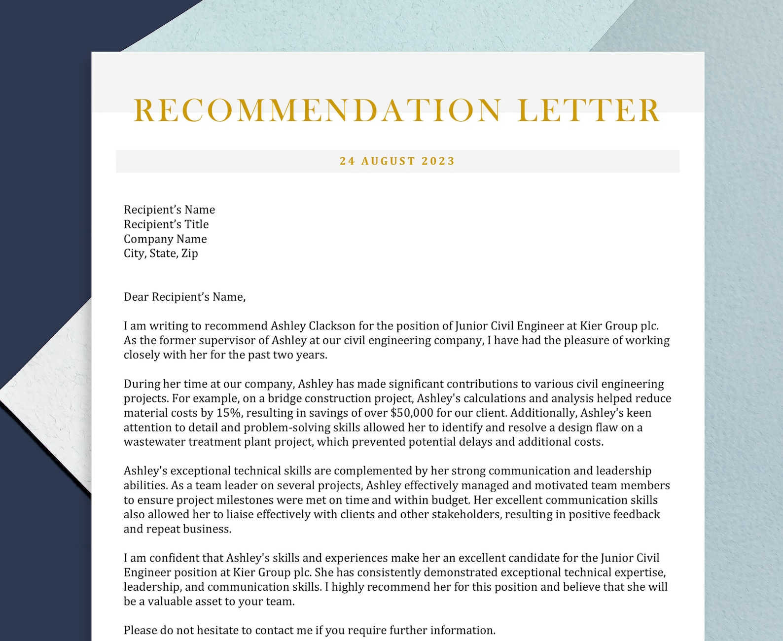 Letter of Recommendation, Personal Reference Letter Template ...