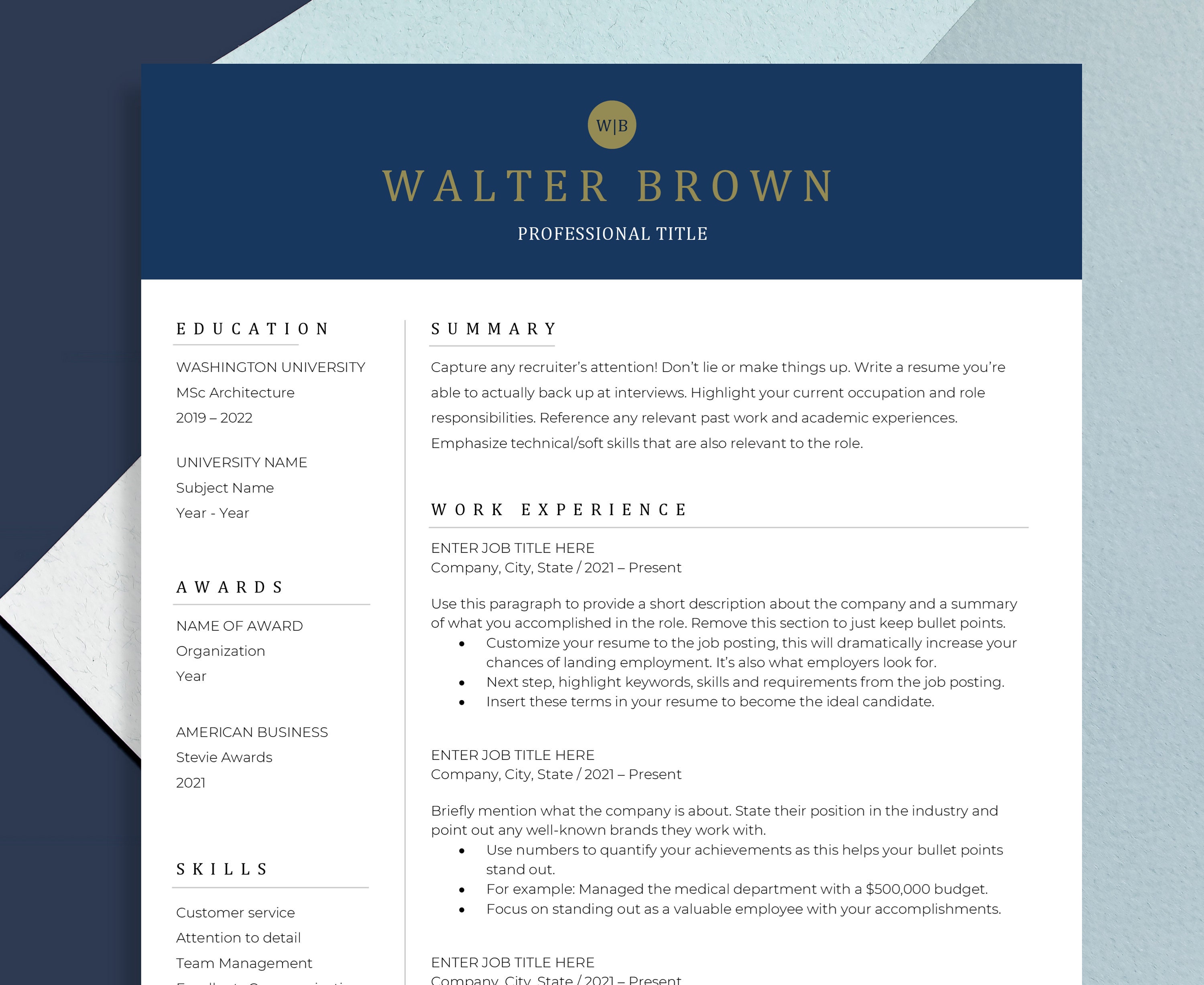 Executive Resume Template, Professional Resume, Executive CV Template ...