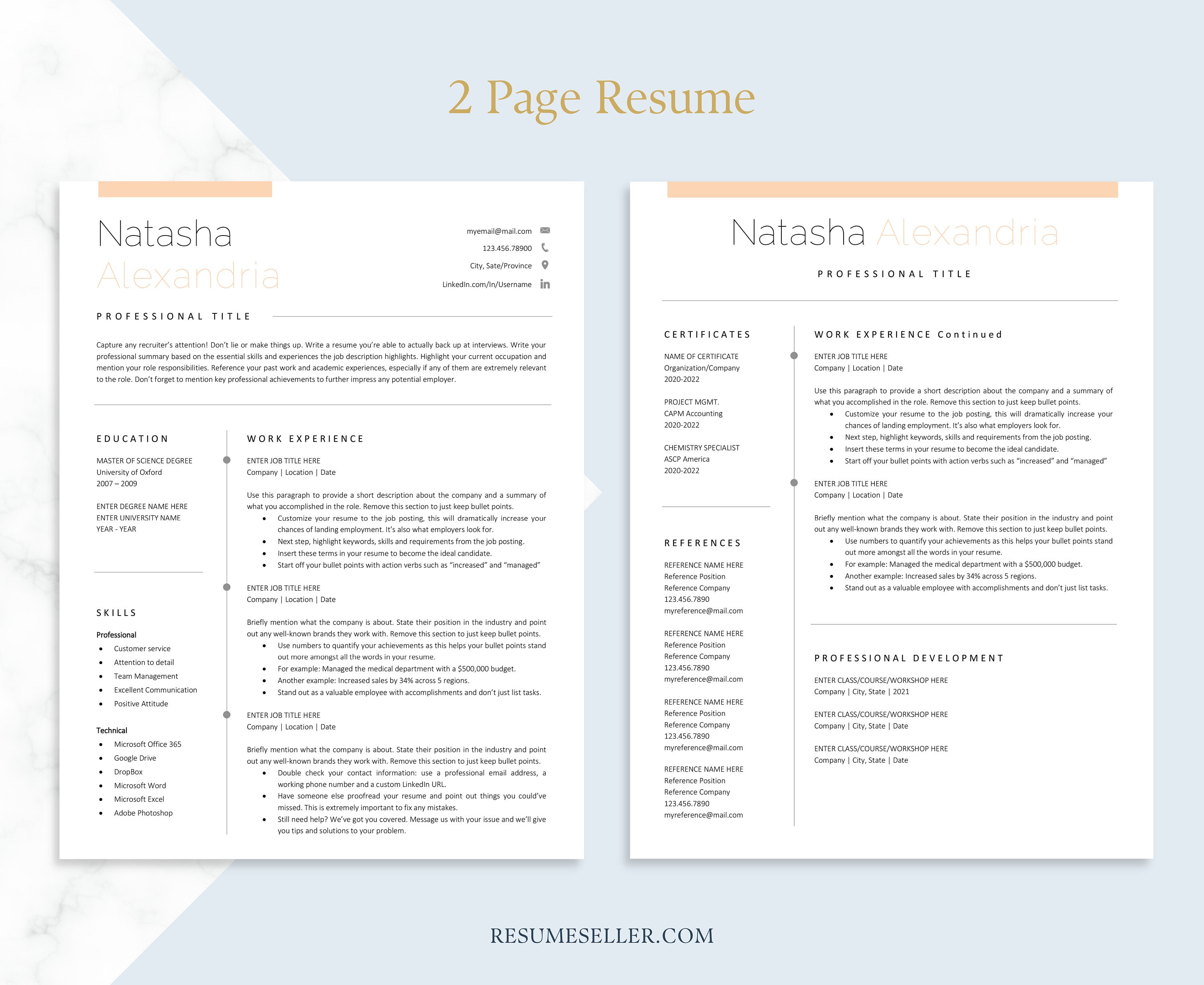 Clean Modern Resume Template for Word, Modern CV Template for Word, 1 ...