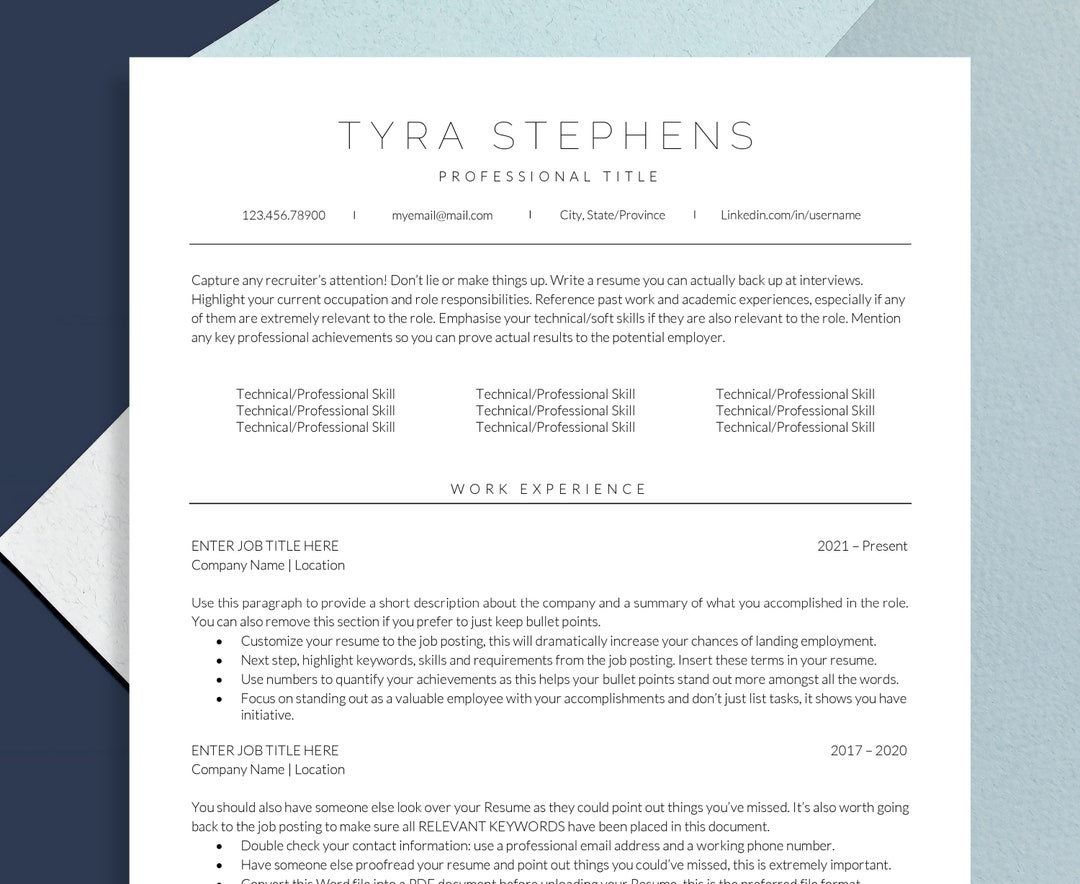 ATS Friendly Resume Template, Professional ATS Resume, CV Template ...