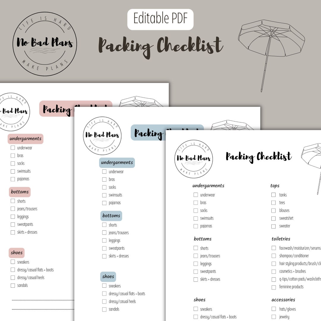 Editable Packing Checklist Printable PDF, Packing Schedule, Packing ...