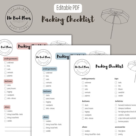 Editable Packing Checklist Printable PDF Packing Schedule - Etsy