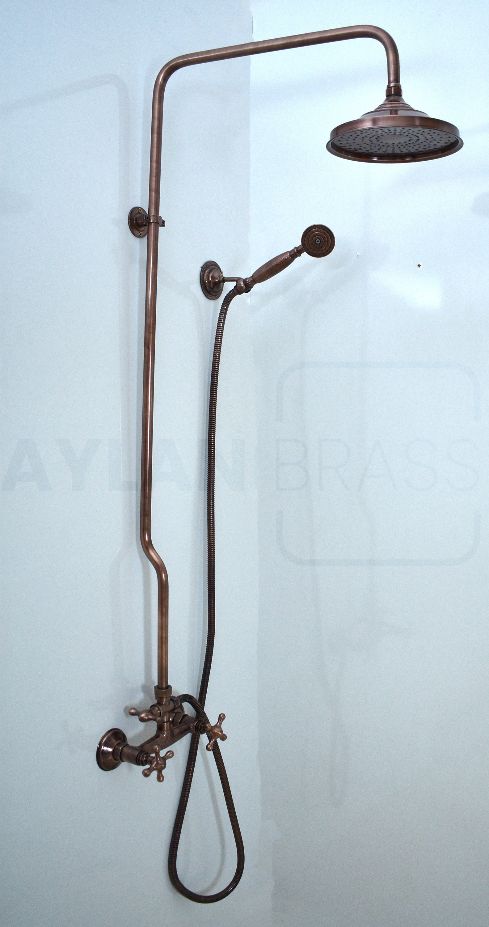 Antique Copper Shower System Round Copper Shower Head Combo - Etsy