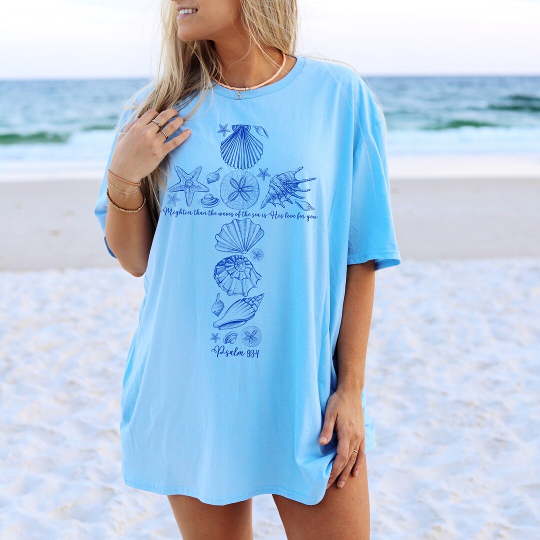 Seashell T Shirt Beach Shirt, Christian T Shirt, Faith Over Fear ...