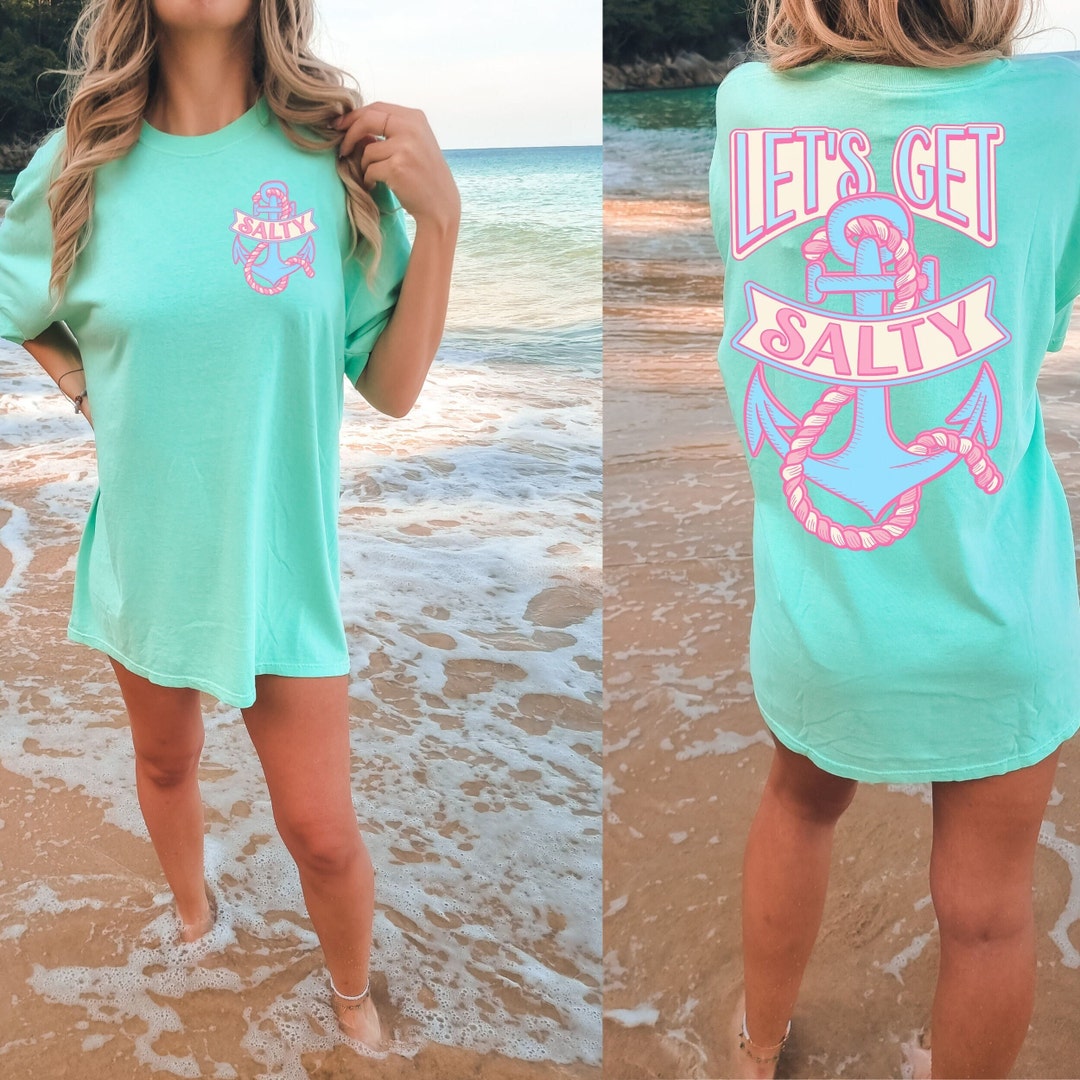 Camiseta Lets Get Salty de gran tamaño, camiseta con ancla de estilo ...