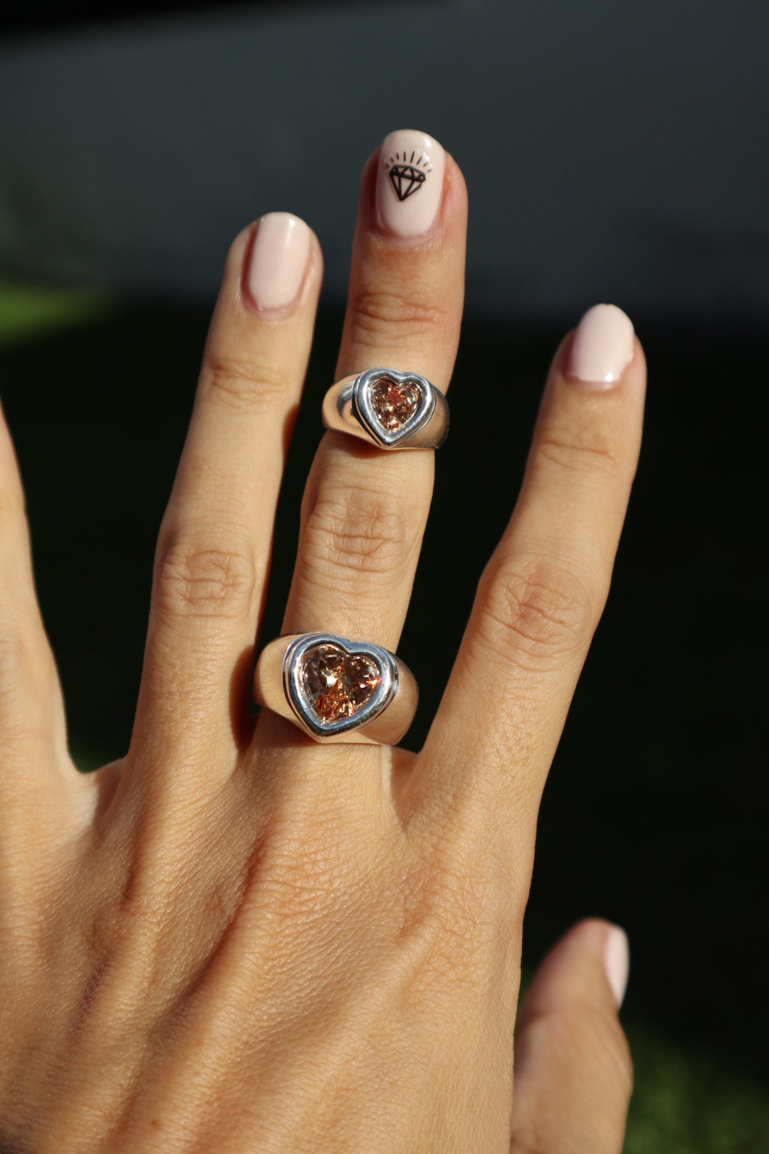 Jumbo Heart Ring in Sterling Silver With the Stone Color of Your Choice ...