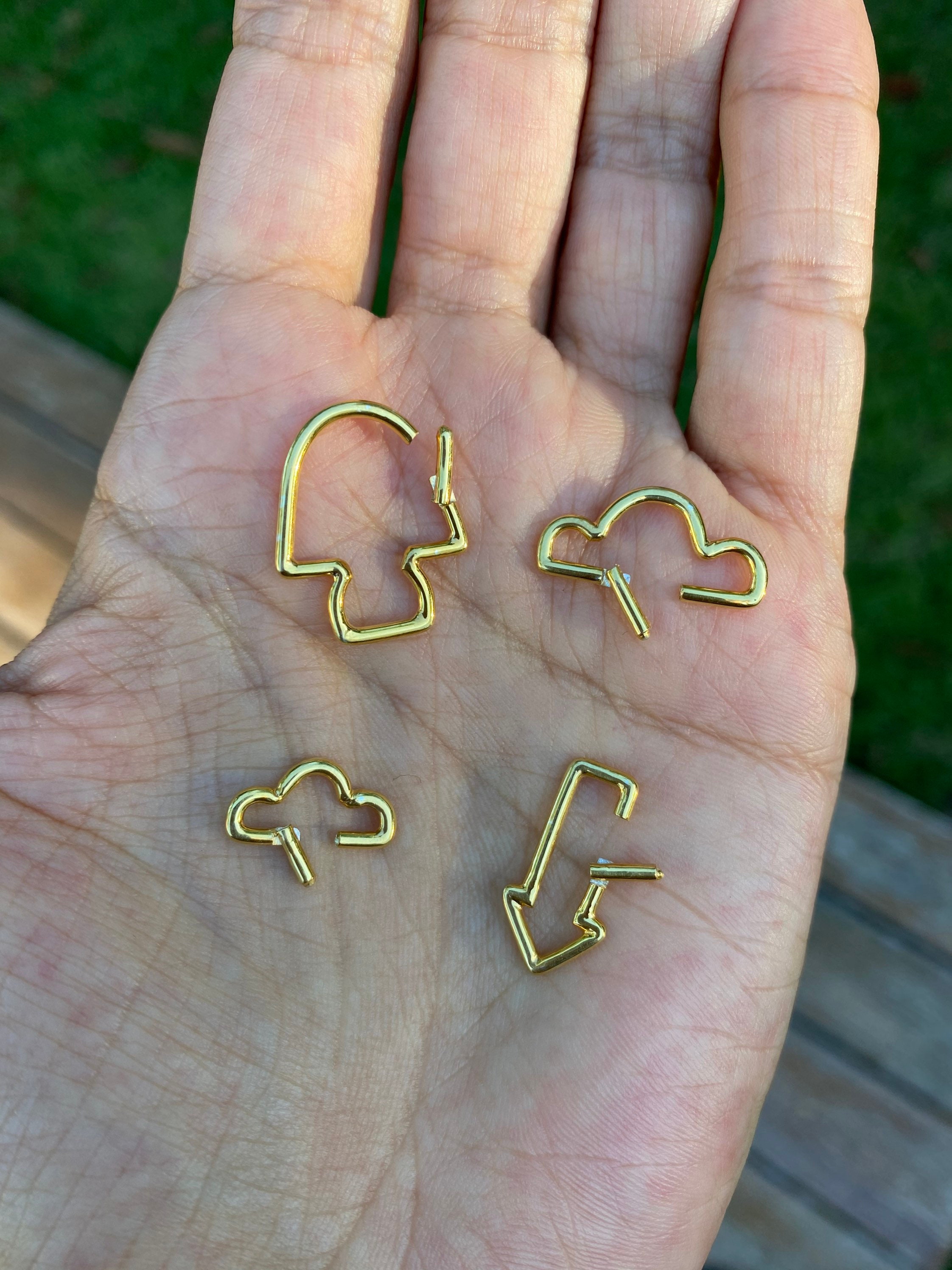 Super Cute 18k Solid Gold Connectors in Cloud Mushroom and - Etsy