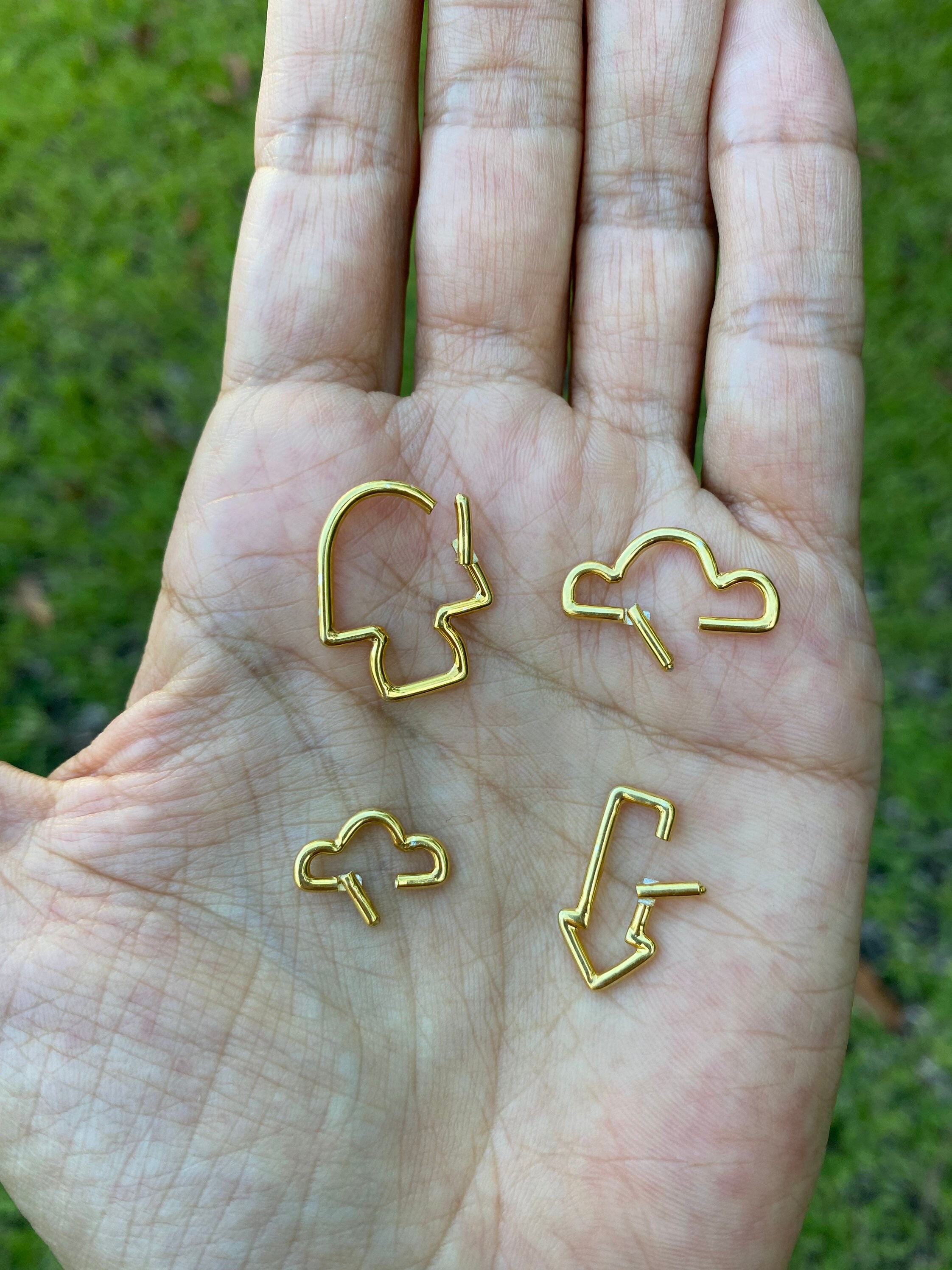 Super Cute 18k Solid Gold Connectors in Cloud Mushroom and - Etsy