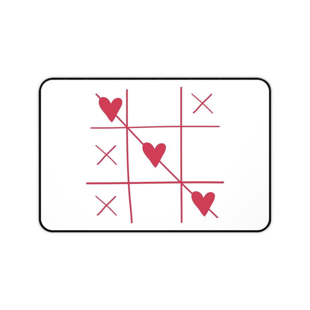 Cute Heart Tic Tac Toe Desk Mat, Game Room Decor, Office Mat, Gift for ...