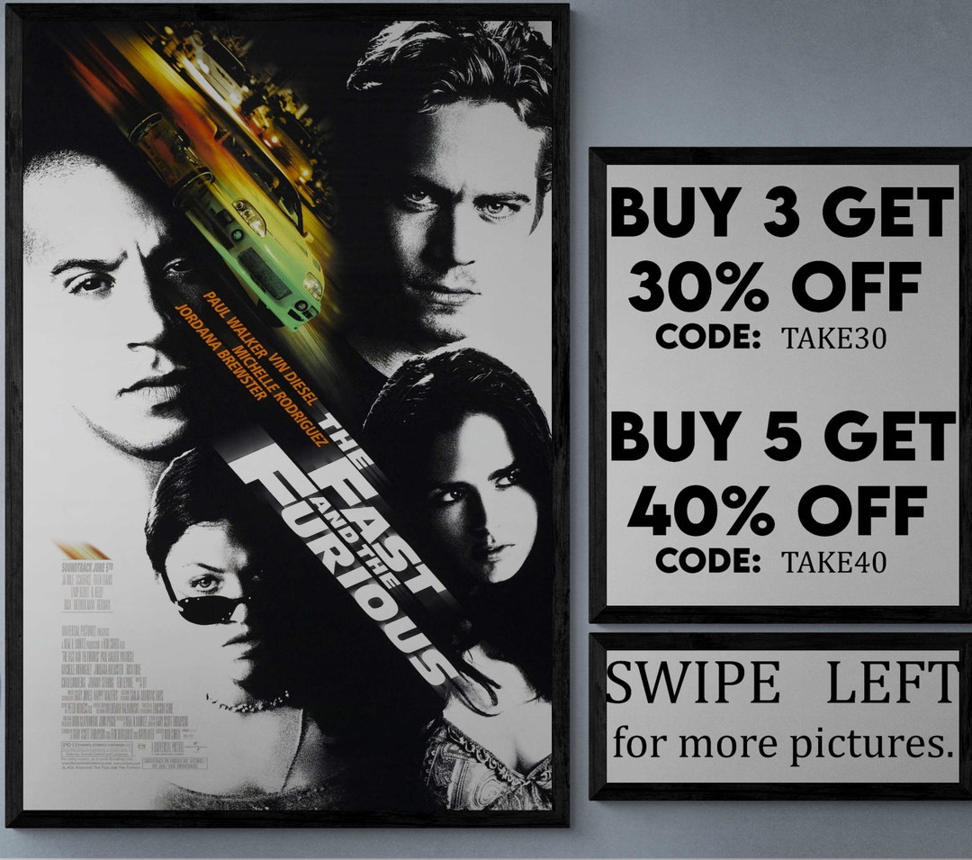 Fast and furious art mural daffiche de film / spectacle - Etsy France