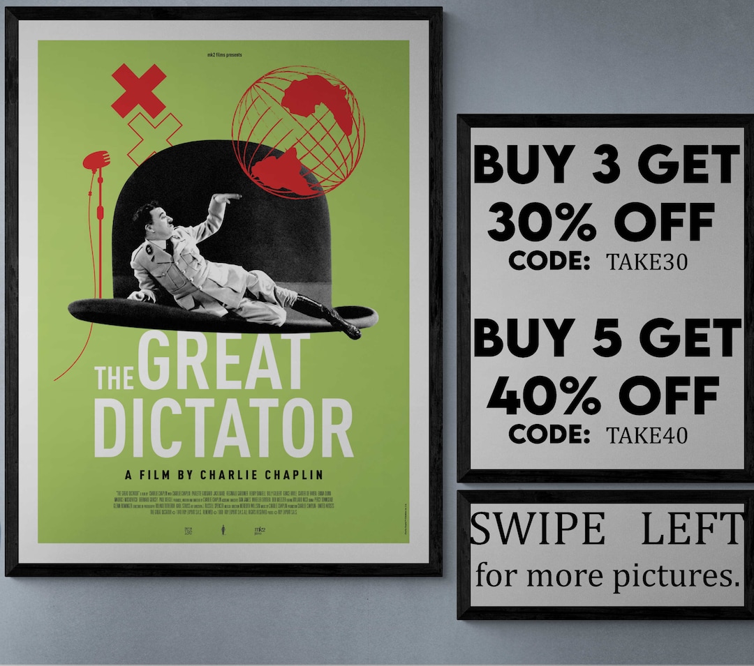 The Great Dictator Movie/show Poster Wall Art Printed & Shipped 924 - Etsy