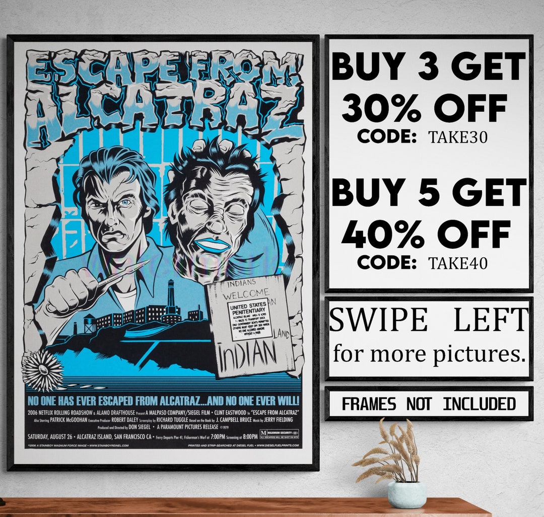 Escape From Alcatraz Movie/show Poster Wall Art Printed & Shipped 1593 ...