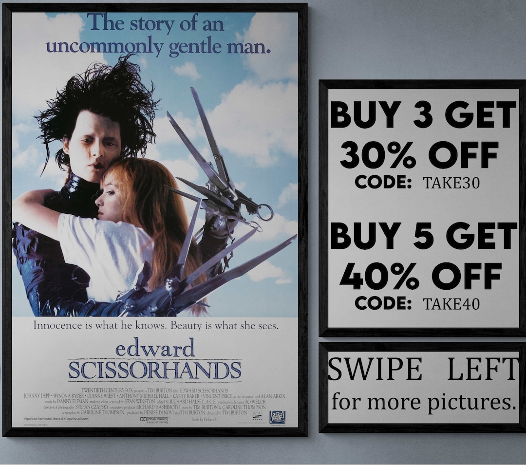 Edward Scissorhands Movie Show Poster Wall Art Printed And Shipped 805 Etsy