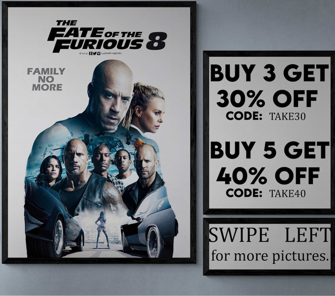 Fast and furious art mural daffiche de film / spectacle imprimé et ...