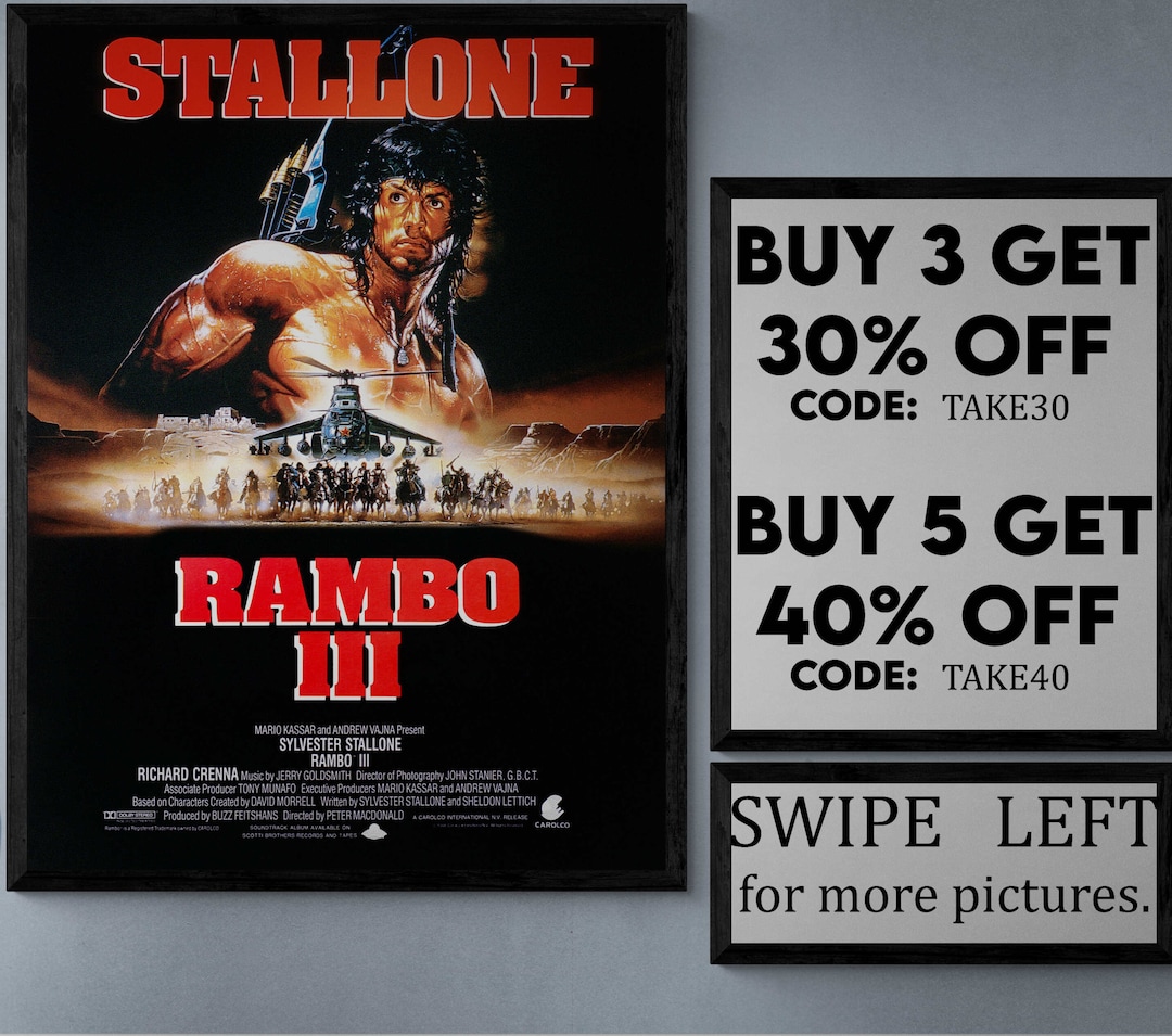 Rambo Part 3 Movie/show Poster Wall Art Printed & Shipped 1047 - Etsy