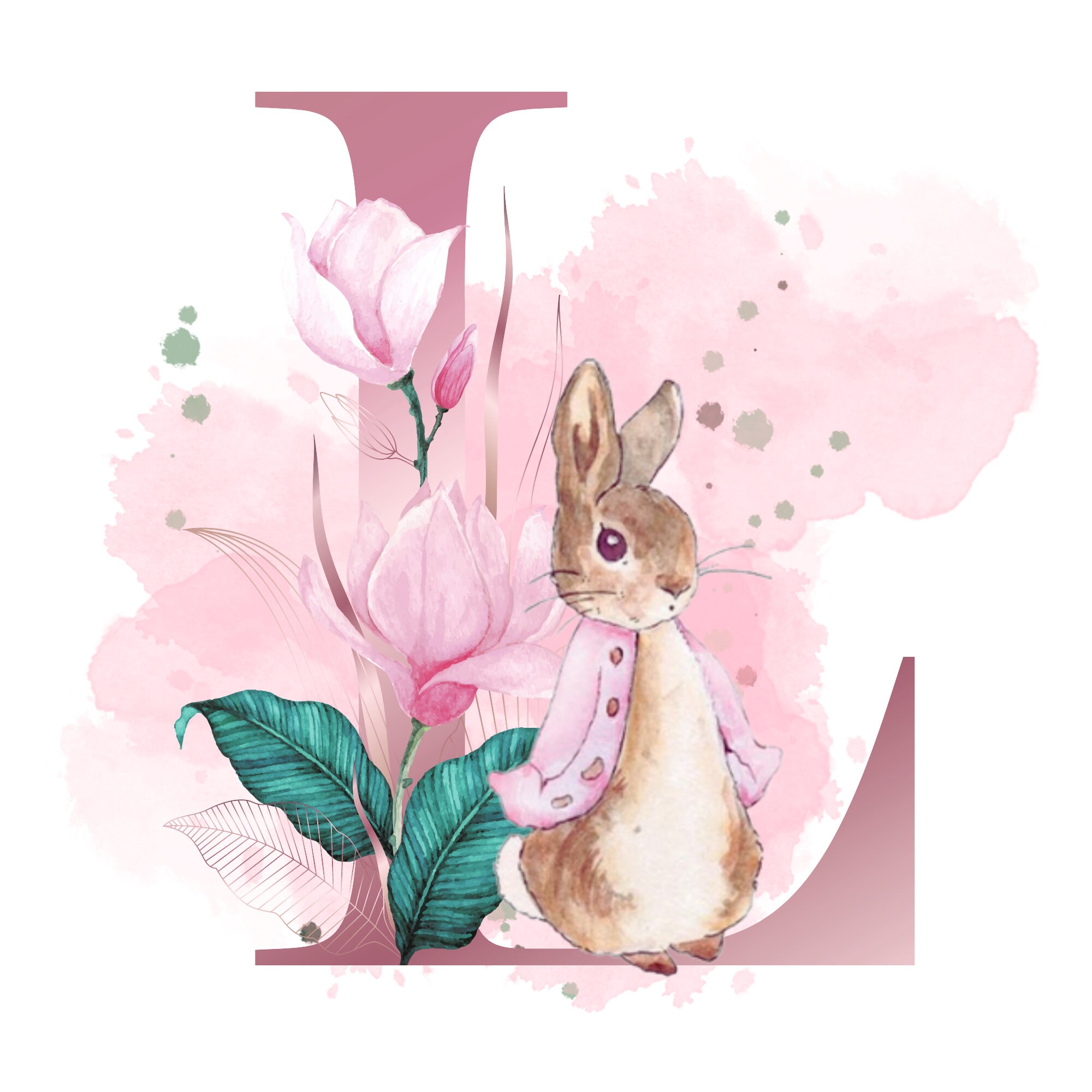 Rabbit Pink Alphabet PNG and JPG for Digital Clipart Set - Etsy