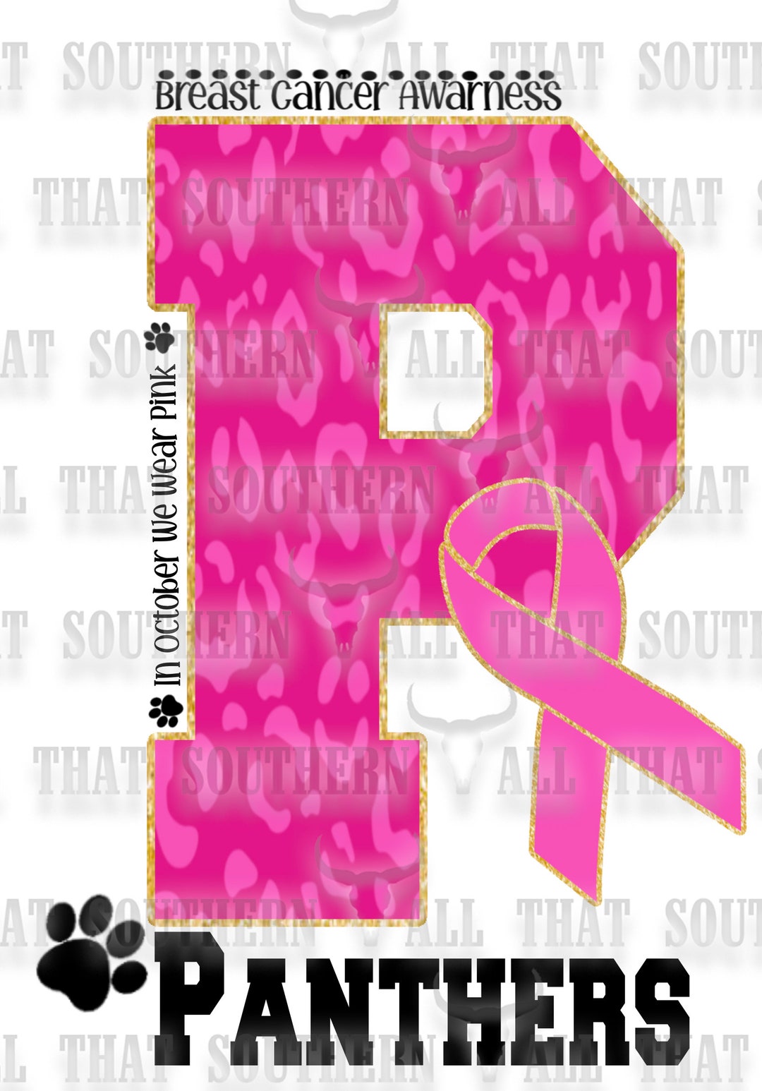 Breast Cancer Awareness Panthers Leopard Print PNG (digital Download ...