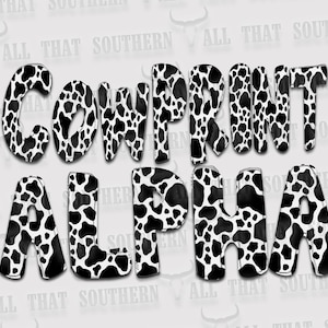 Cowprint Alphabet Png (digital Download Only) - Etsy